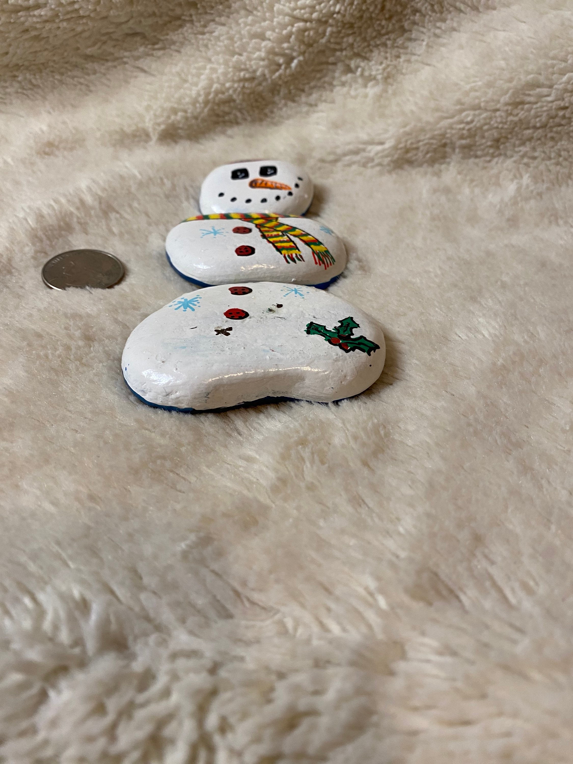 Snowman Winter Hand Painted Rocks Set of 3--winter Themed Garden Decor ...