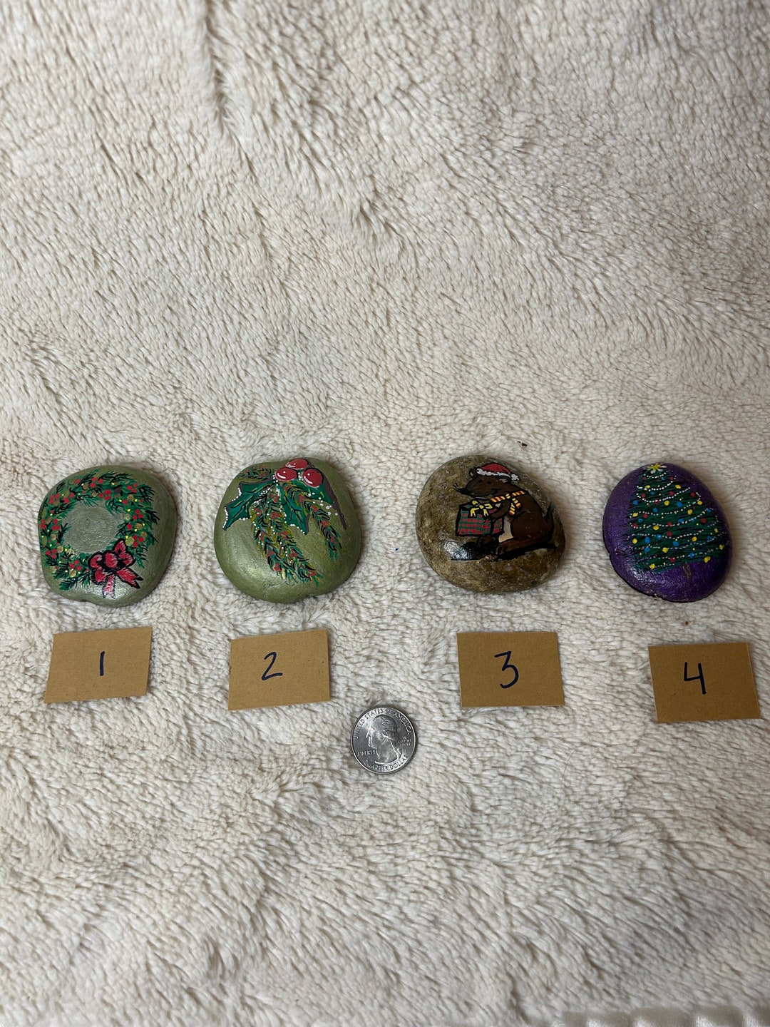 Christmas Themed Painted Rocks--winter Painted Rocks--garden Rock Decor ...