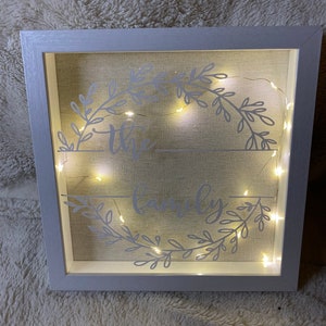 Personalized Family Name Lighted Shadow Box 9x9,-illuminated Decorative ...