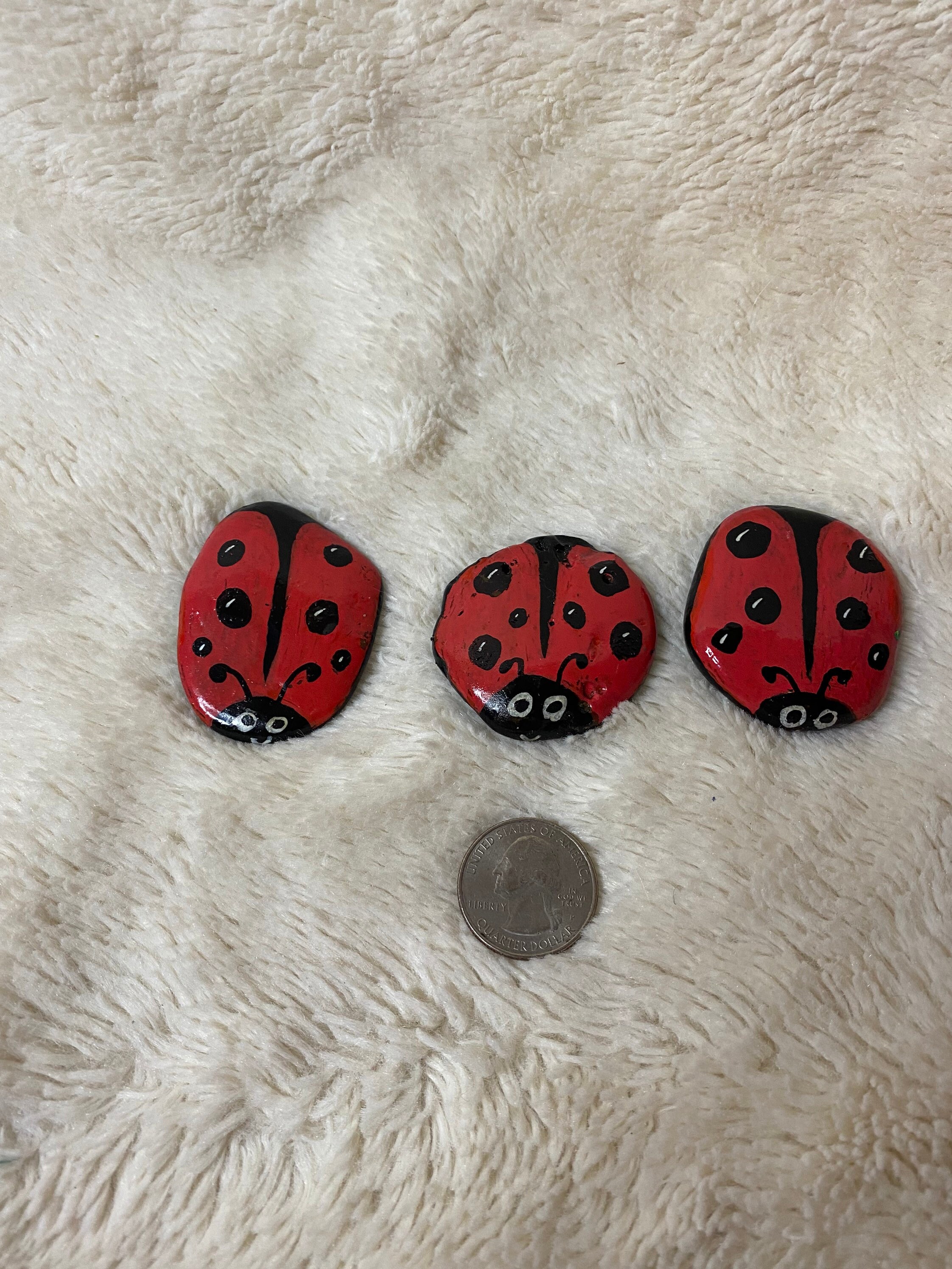 Ladybug Hand Painted Rocks Set of Three - Etsy