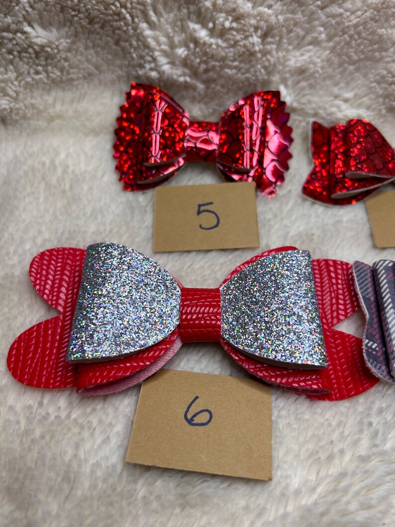 3D Layered Faux Leather Hair Bow Girl Hair Accessory Fancy Glitter Bow ...