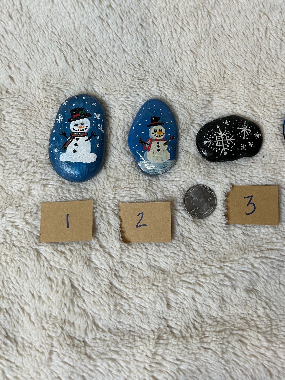 Handmade Winter Scene Painted Rocks--winter Painted Rocks--garden Rock ...