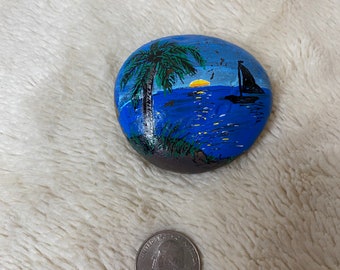 Painted Rock Beach Scene - Etsy