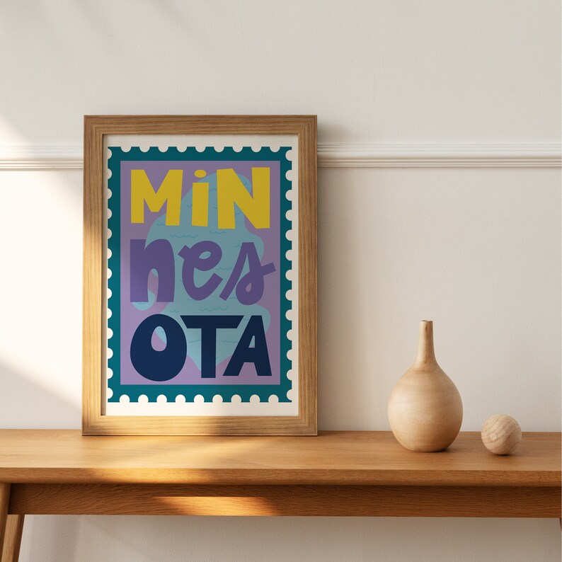 Minnesota Stamp Poster, Digital Download Wall Art, Digital Prints, Art ...