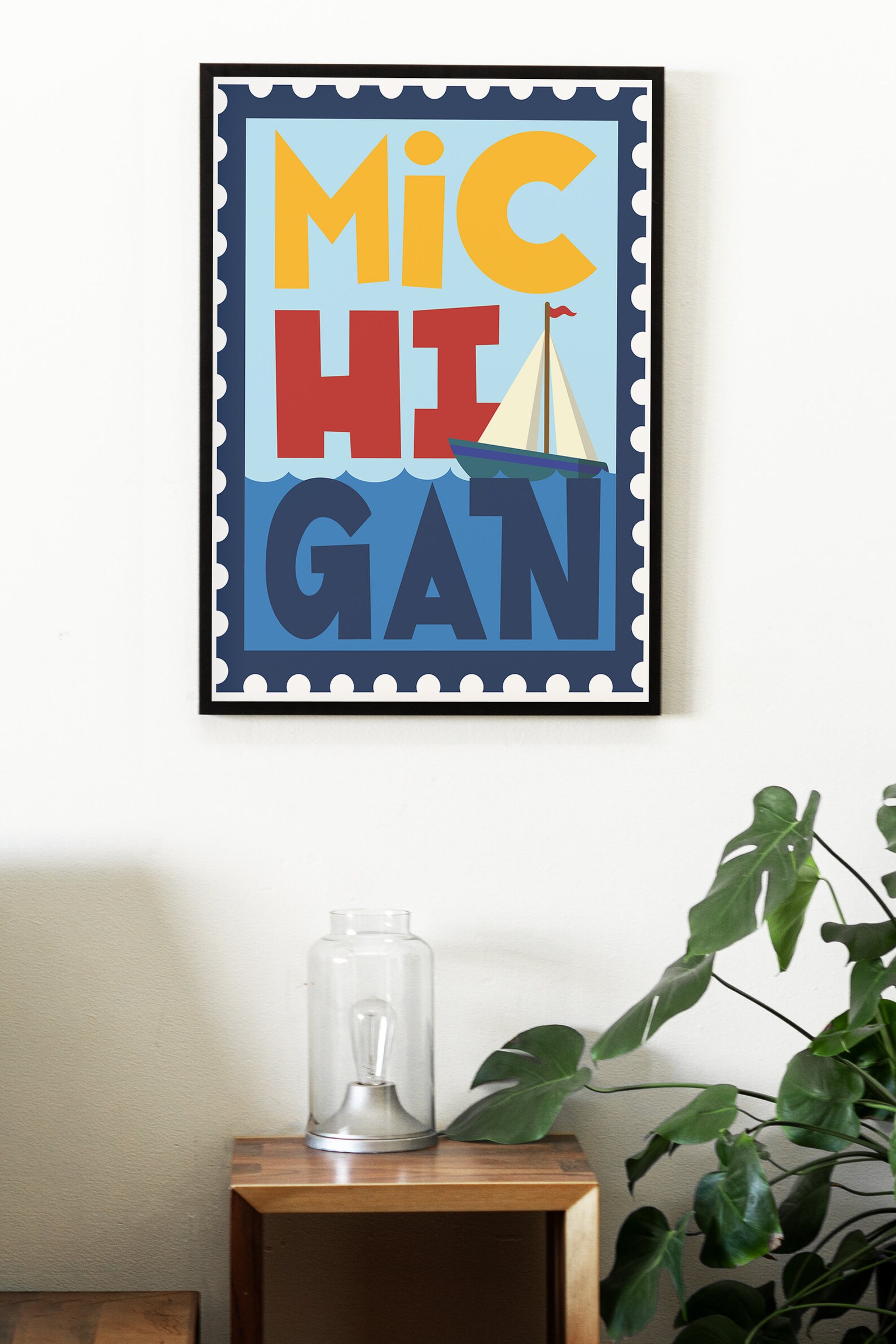 Michigan Stamp Poster, Digital Download Wall Art, Digital Prints, Art ...