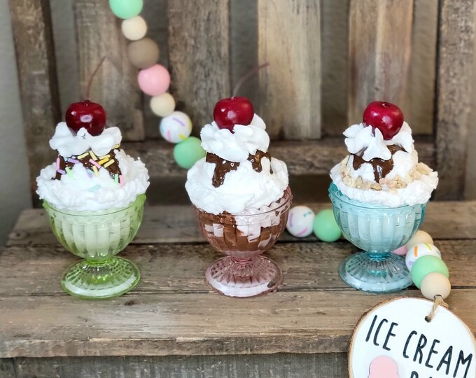Faux Ice Cream Sundaes Ice Cream Decor Ice Cream Tiered Tray Decor