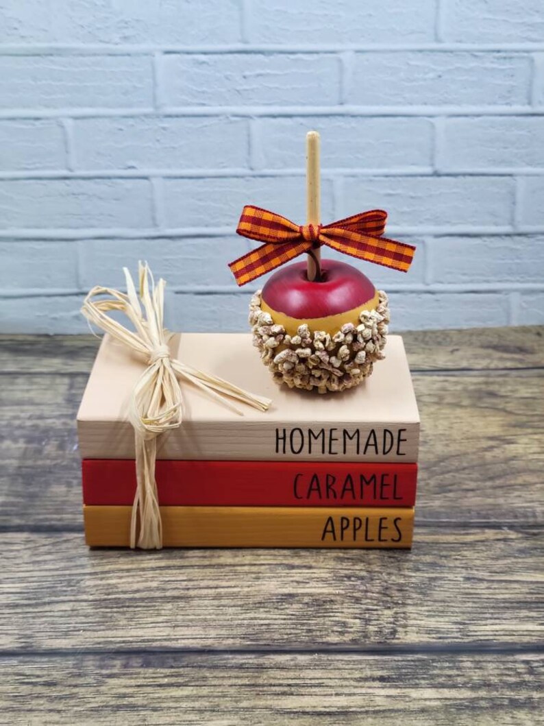 Caramel Apple Book Stack Candy Apple Apple Orchard Fall - Etsy