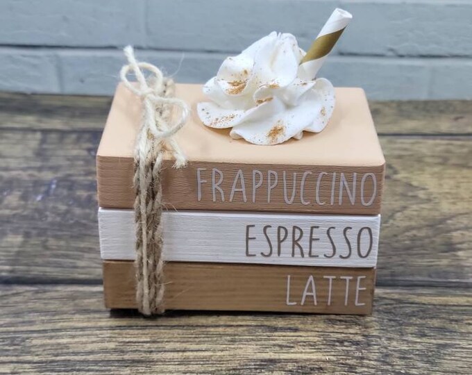 Coffee Mini Book Stack, Coffee Bar, Coffee Decor, Farmhouse Tiered Tray ...