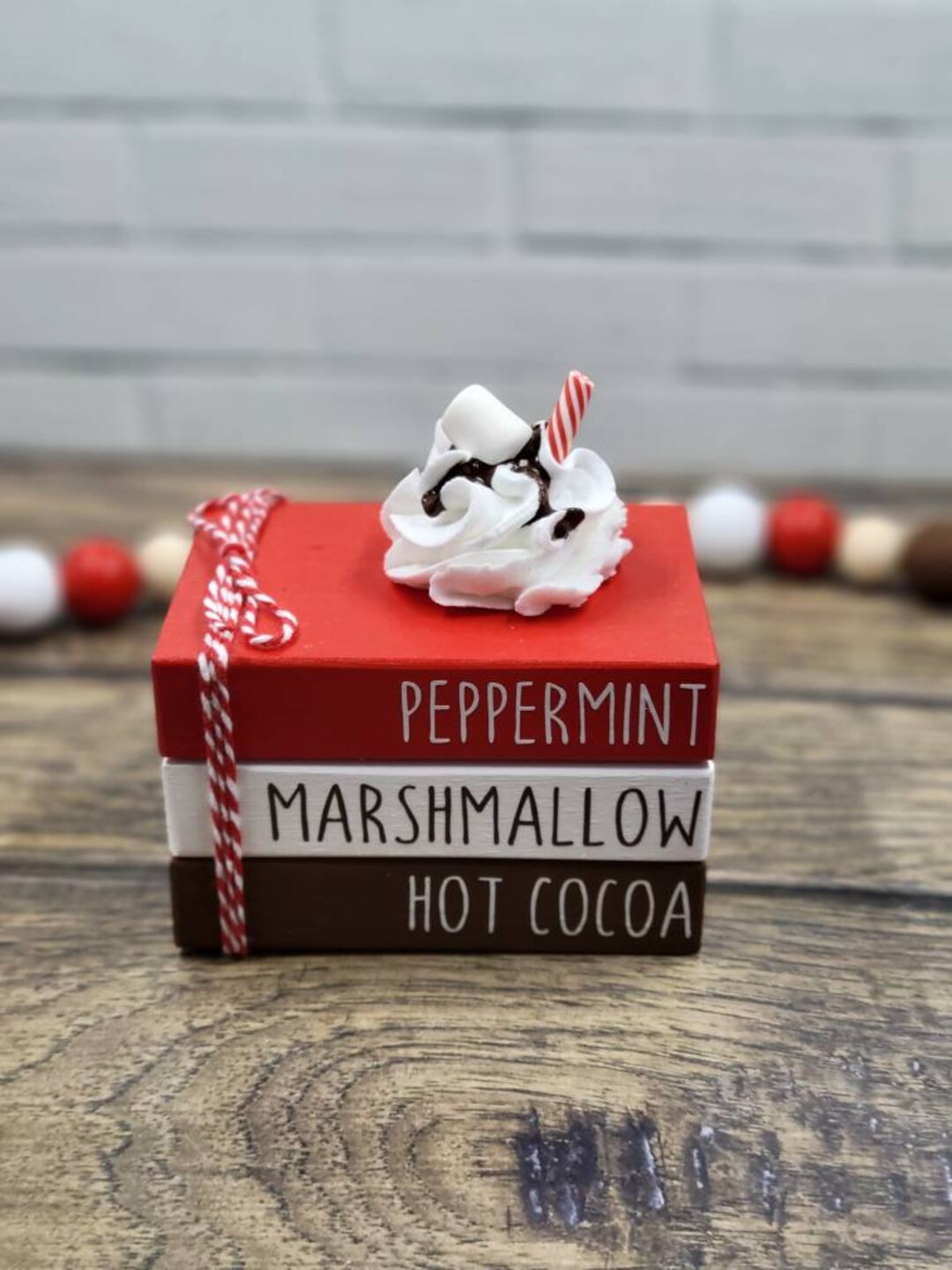 Hot Cocoa Mini Book Stack, Hot Cocoa Bar, Christmas Decor, Xmas Tiered ...