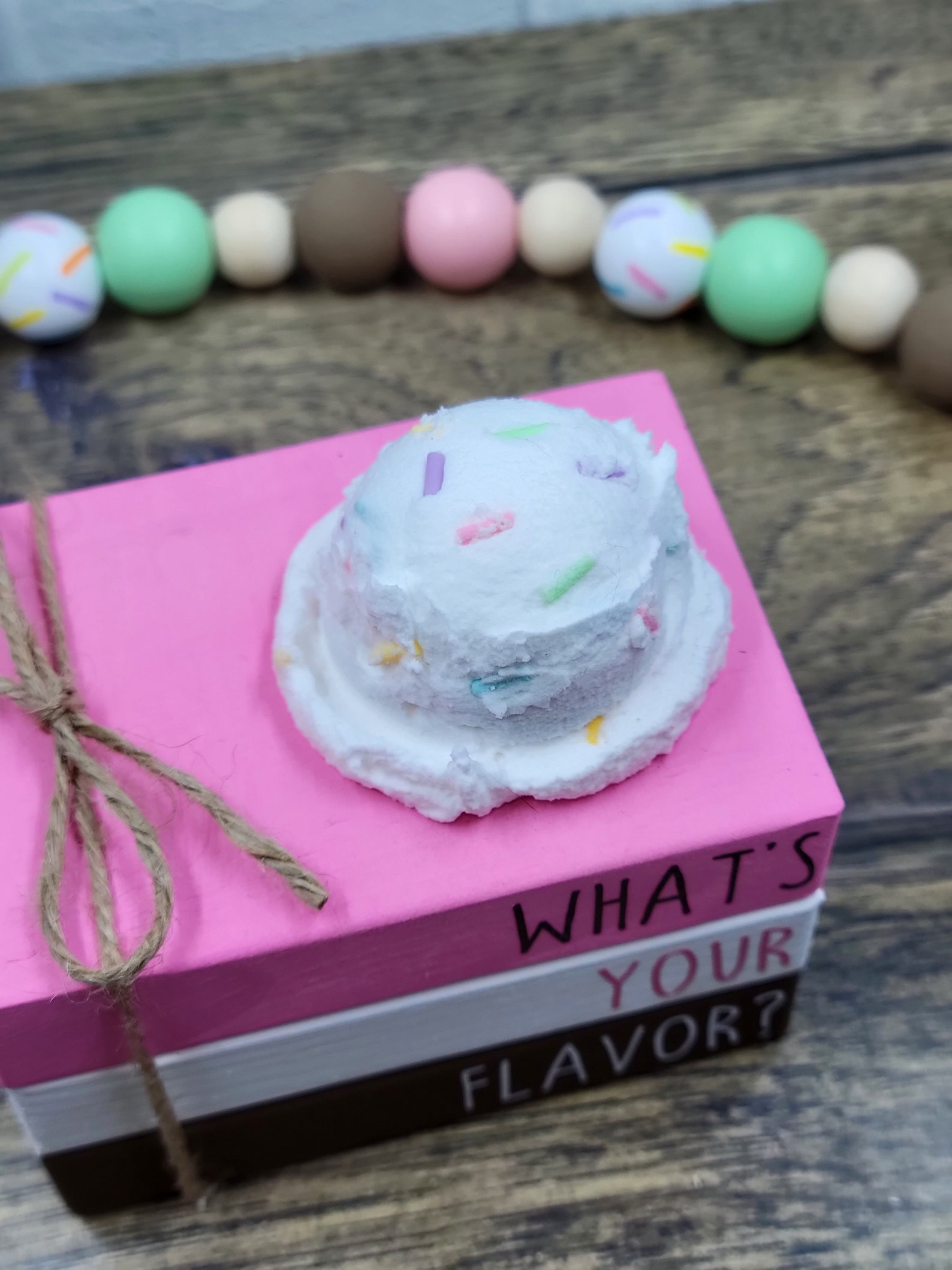 Ice Cream Mini Book Stack, Ice Cream Bar, Ice Cream Tray Decor, Summer ...