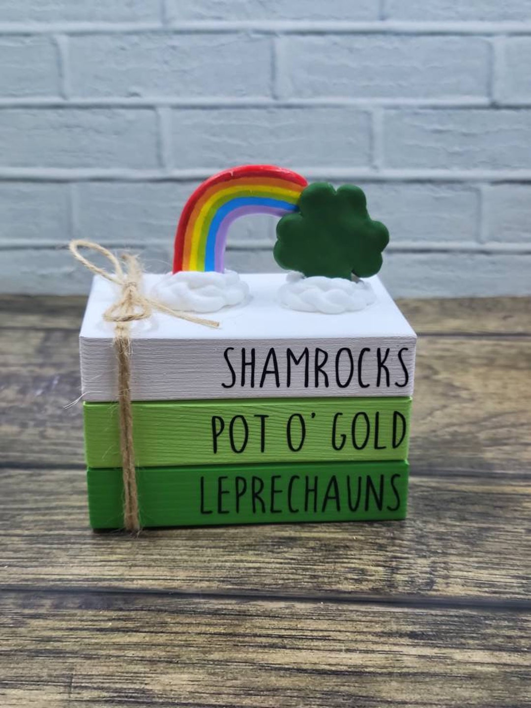 St. Patricks Day Mini Book Stack, Pot of Gold St Patricks Day Tiered ...
