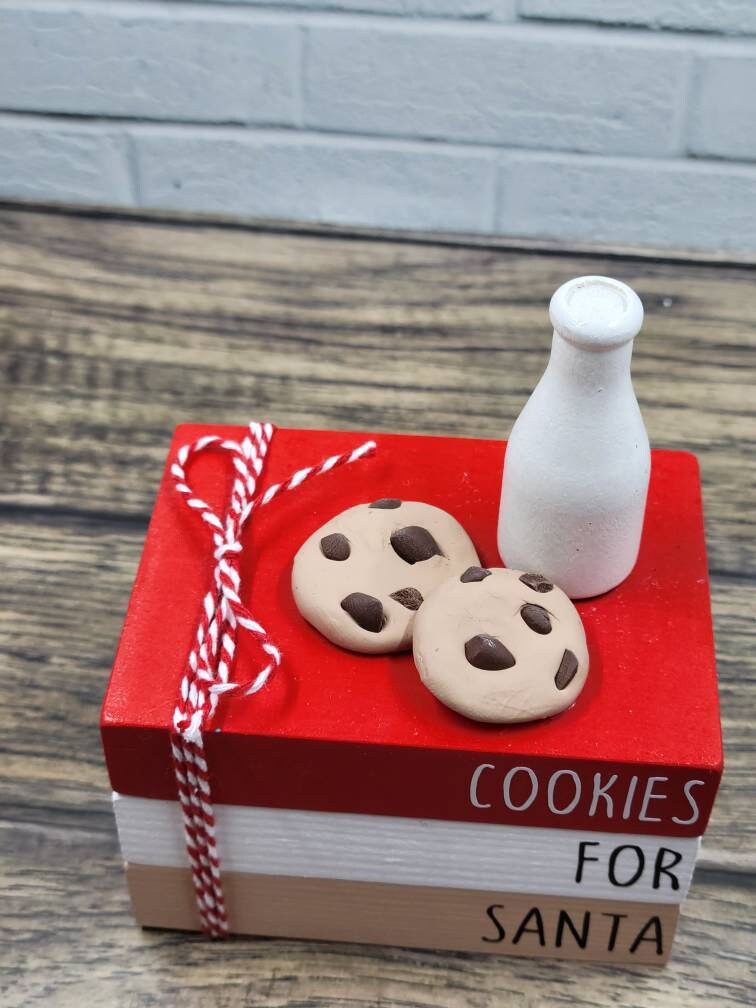 Santa's Cookies Book Stack, Hot Cocoa Bar, Christmas Decor, Christmas ...
