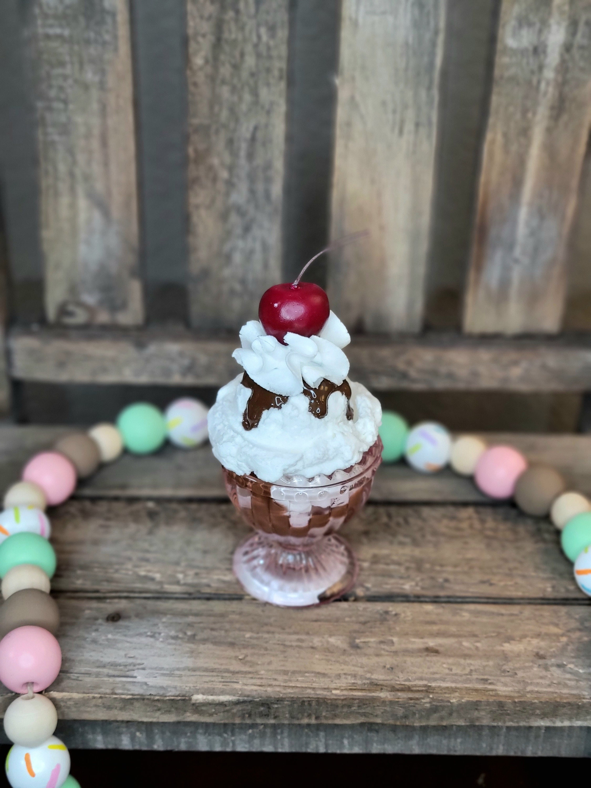 Faux Ice Cream Sundaes Ice Cream Decor Ice Cream Tiered Tray Etsy