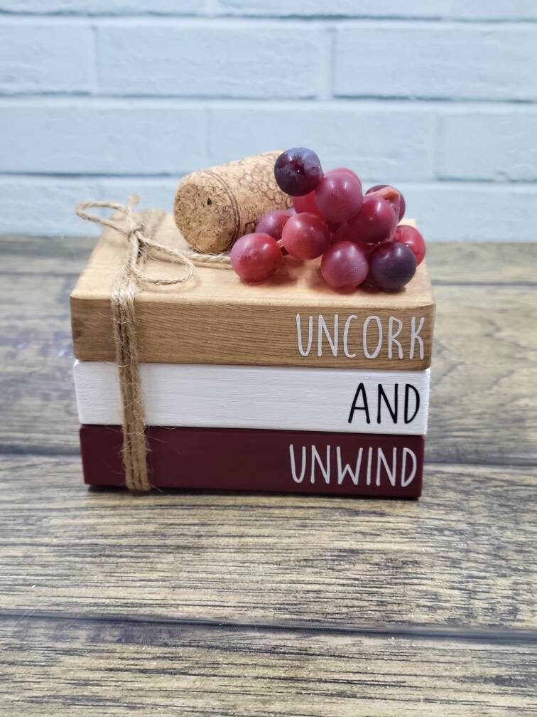 Wine Mini Book Stack Wine Decor Coffee Bar Decor Wine Tier - Etsy