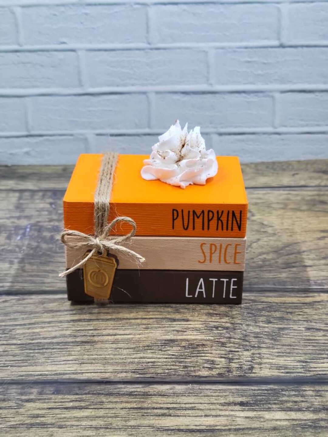 Pumpkin Spice Latte Mini Book Stack, Coffee Bar, Fall Decor, Fall ...