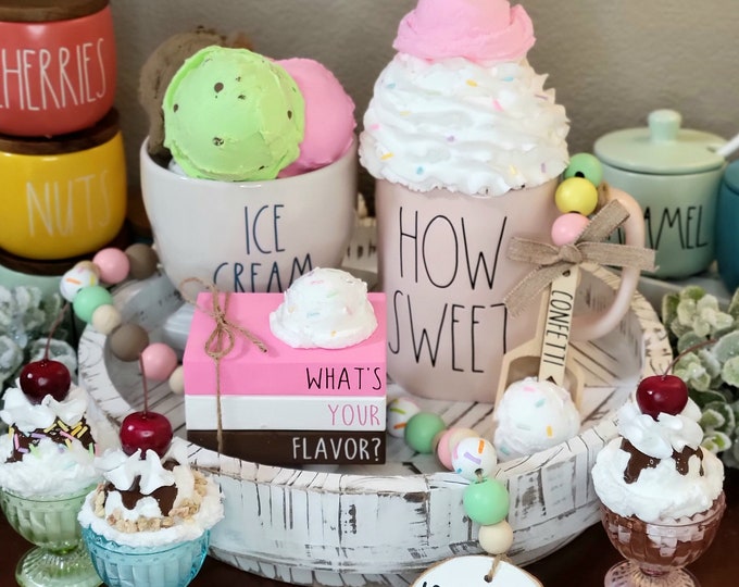 Ice Cream Tiered Tray Decor, Ice Cream Bar, Summer Tiered Tray, Ice ...