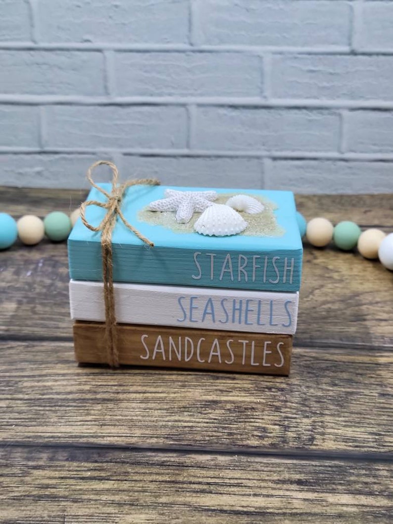 Beach Mini Book Stack Summer Coffee Bar Beach Decor - Etsy