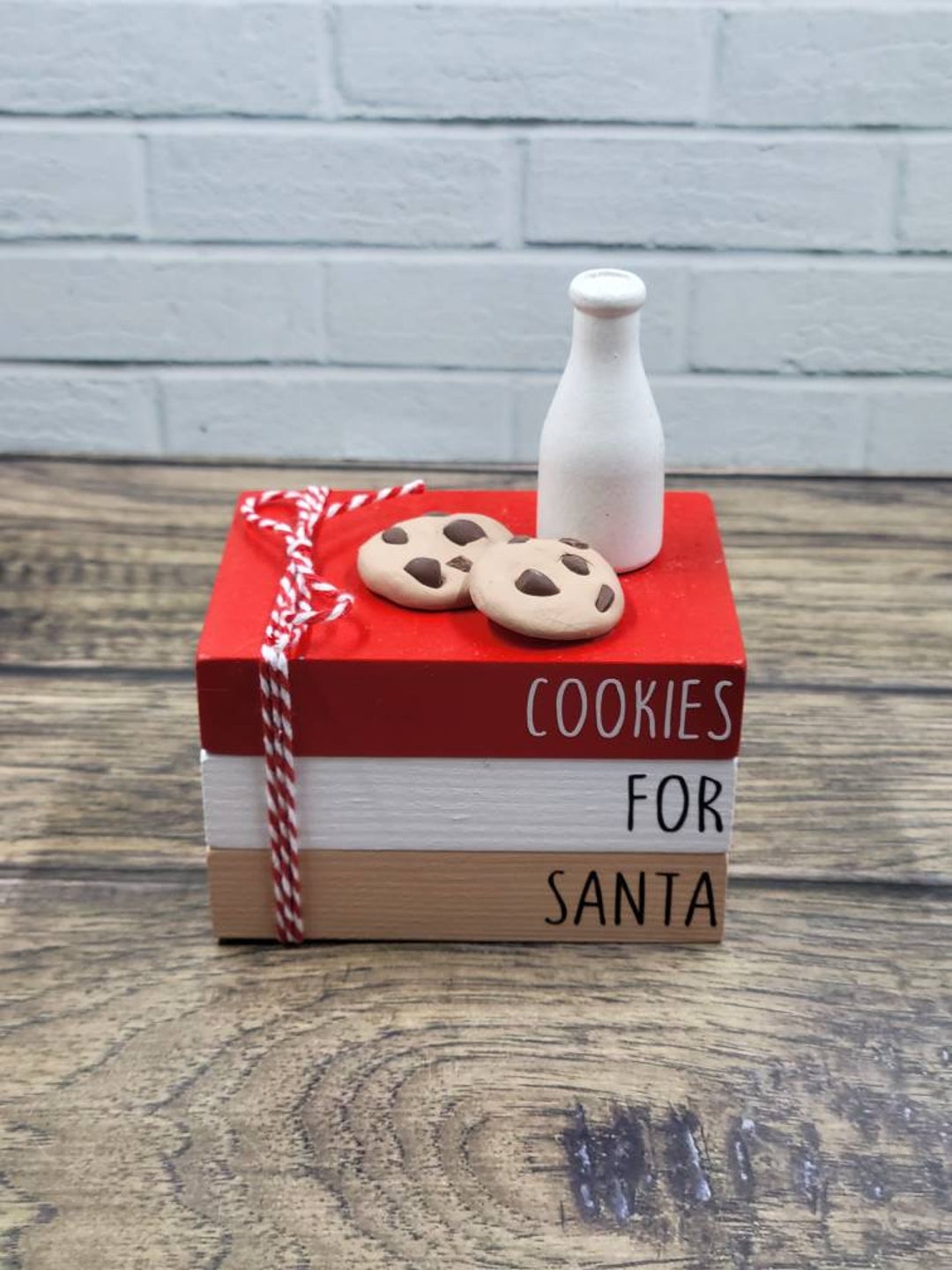 Santa's Cookies Book Stack, Hot Cocoa Bar, Christmas Decor, Christmas ...