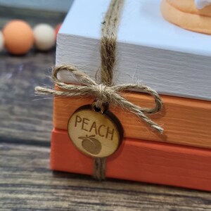 Peach Mini Book Stack, Summer Coffee Bar, Peach Decor, Farmhouse Tiered ...