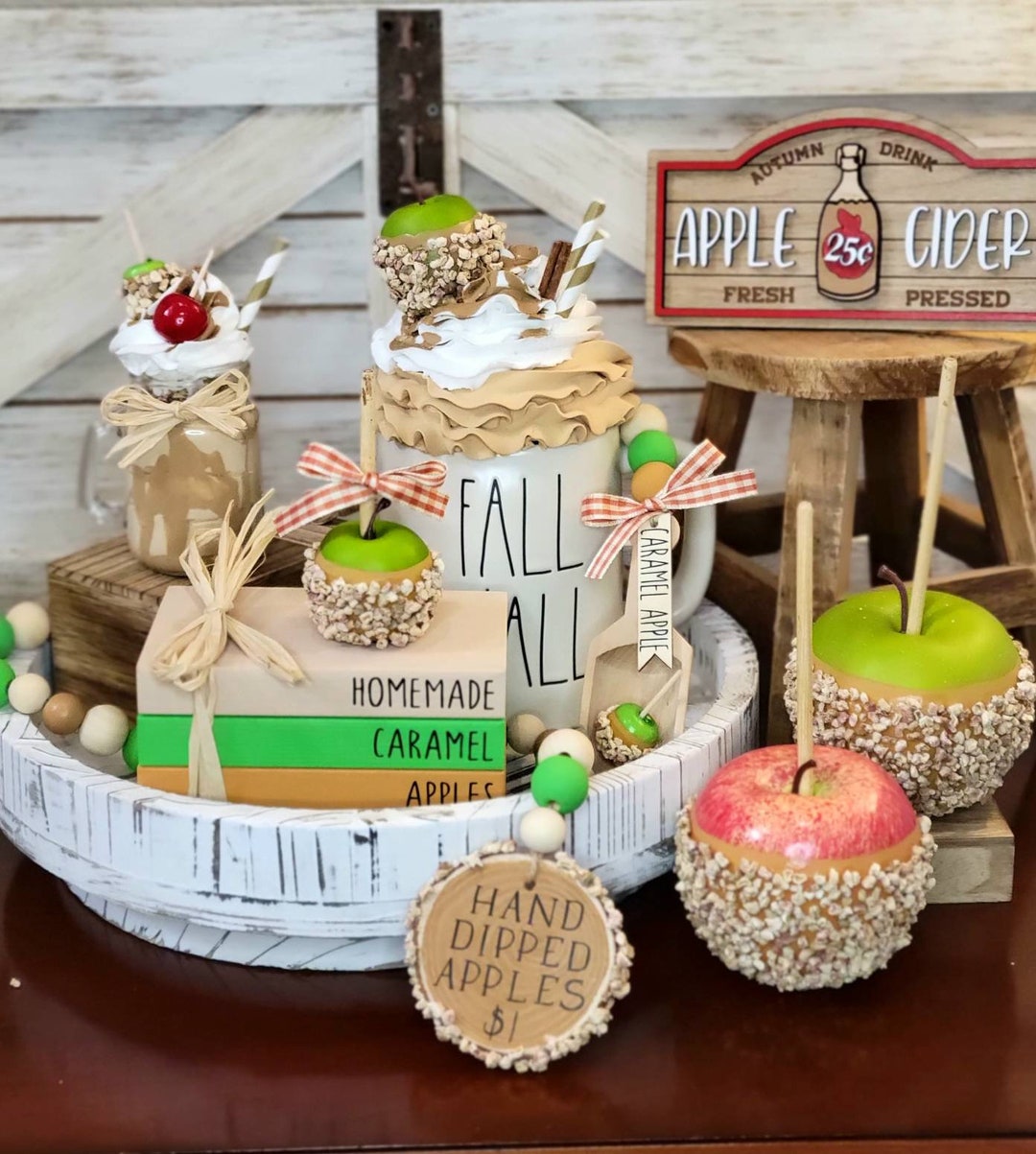 Fall Caramel Apple Tiered Tray Decor, Fall Decor, Fall Tiered Tray ...