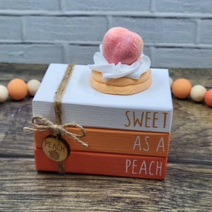 Peach Mini Book Stack, Summer Coffee Bar, Peach Decor, Farmhouse Tiered ...