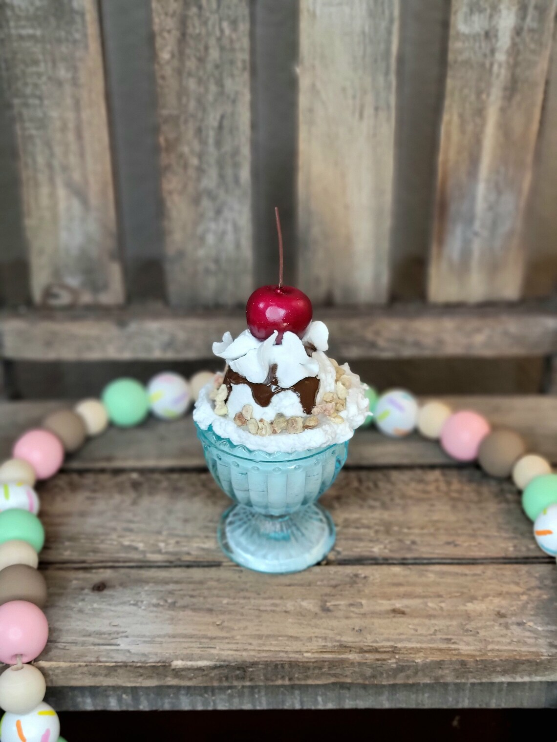 Faux Ice Cream Sundaes Ice Cream Decor Ice Cream Tiered Tray Etsy