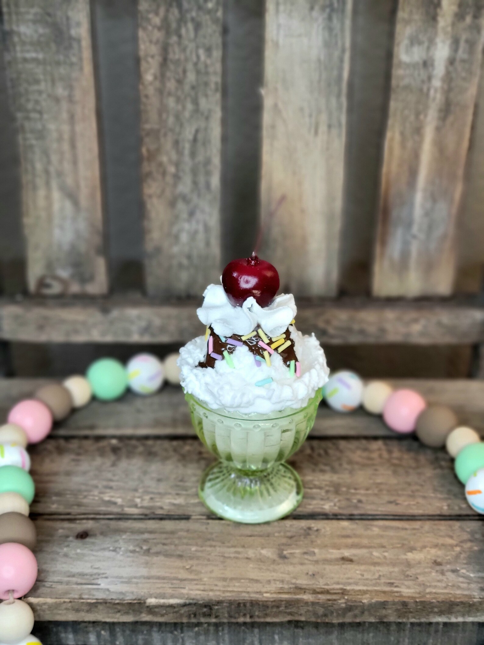 Faux Ice Cream Sundaes Ice Cream Decor Ice Cream Tiered Tray Etsy