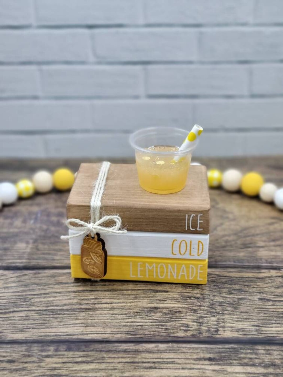 Lemonade Mini Book Stack, Summer Coffee Bar, Lemon Decor, Farmhouse ...
