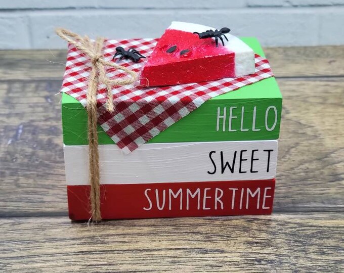 Watermelon Mini Book Stack, Summer Coffee Bar, Summer Decor, Farmhouse ...