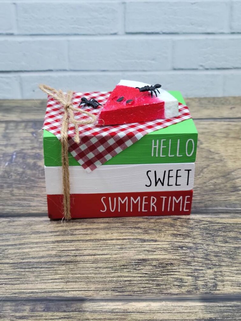 Watermelon Mini Book Stack, Summer Coffee Bar, Summer Decor, Farmhouse ...
