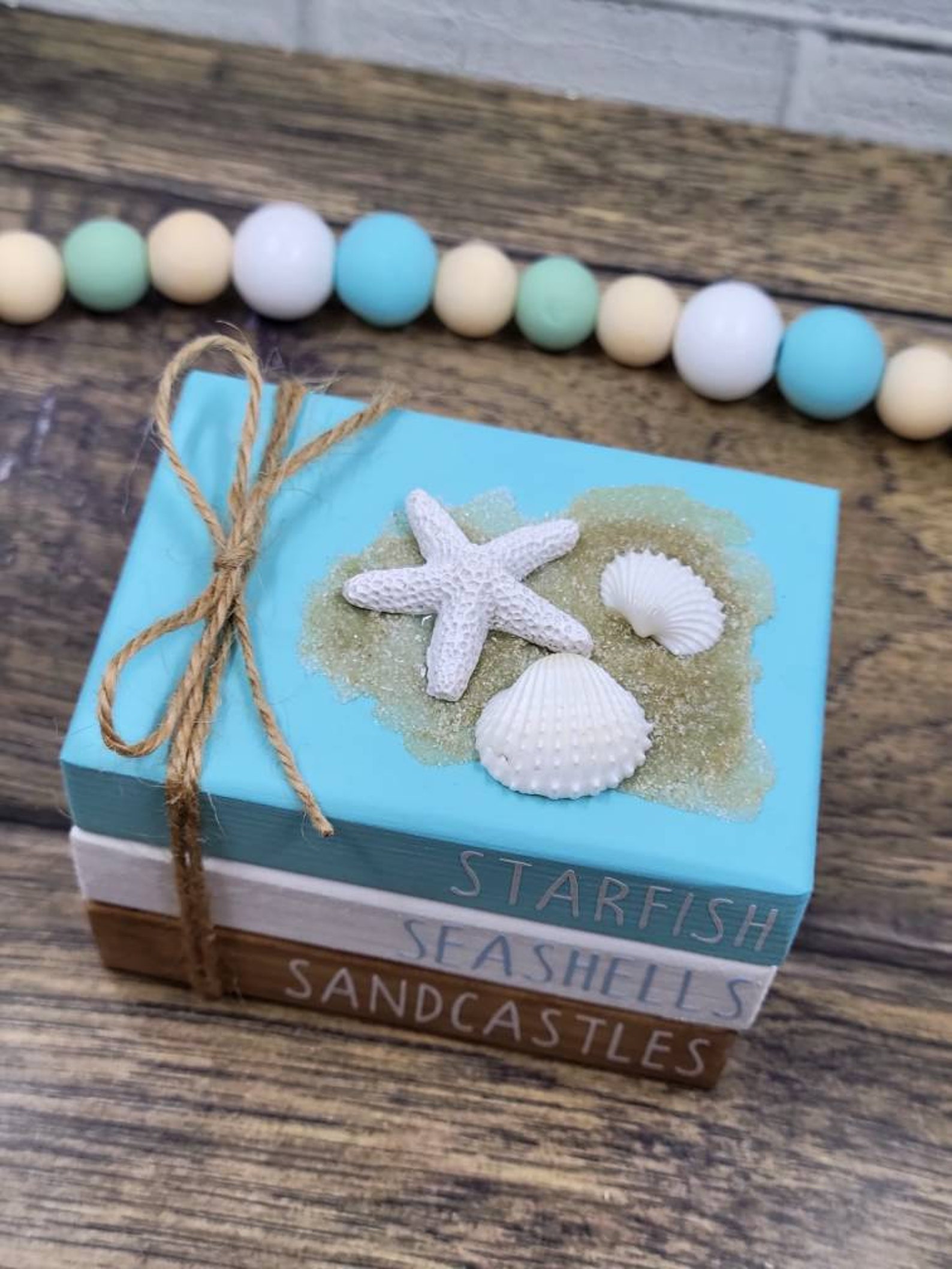 Beach Mini Book Stack Summer Coffee Bar Beach Decor - Etsy