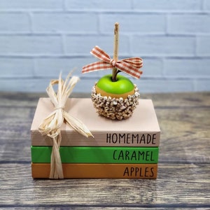 Caramel Apple Book Stack, Candy Apple, Apple Orchard Fall Decor, Fall ...