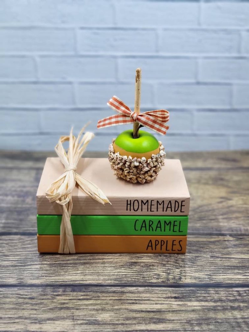 Caramel Apple Book Stack Candy Apple Apple Orchard Fall - Etsy