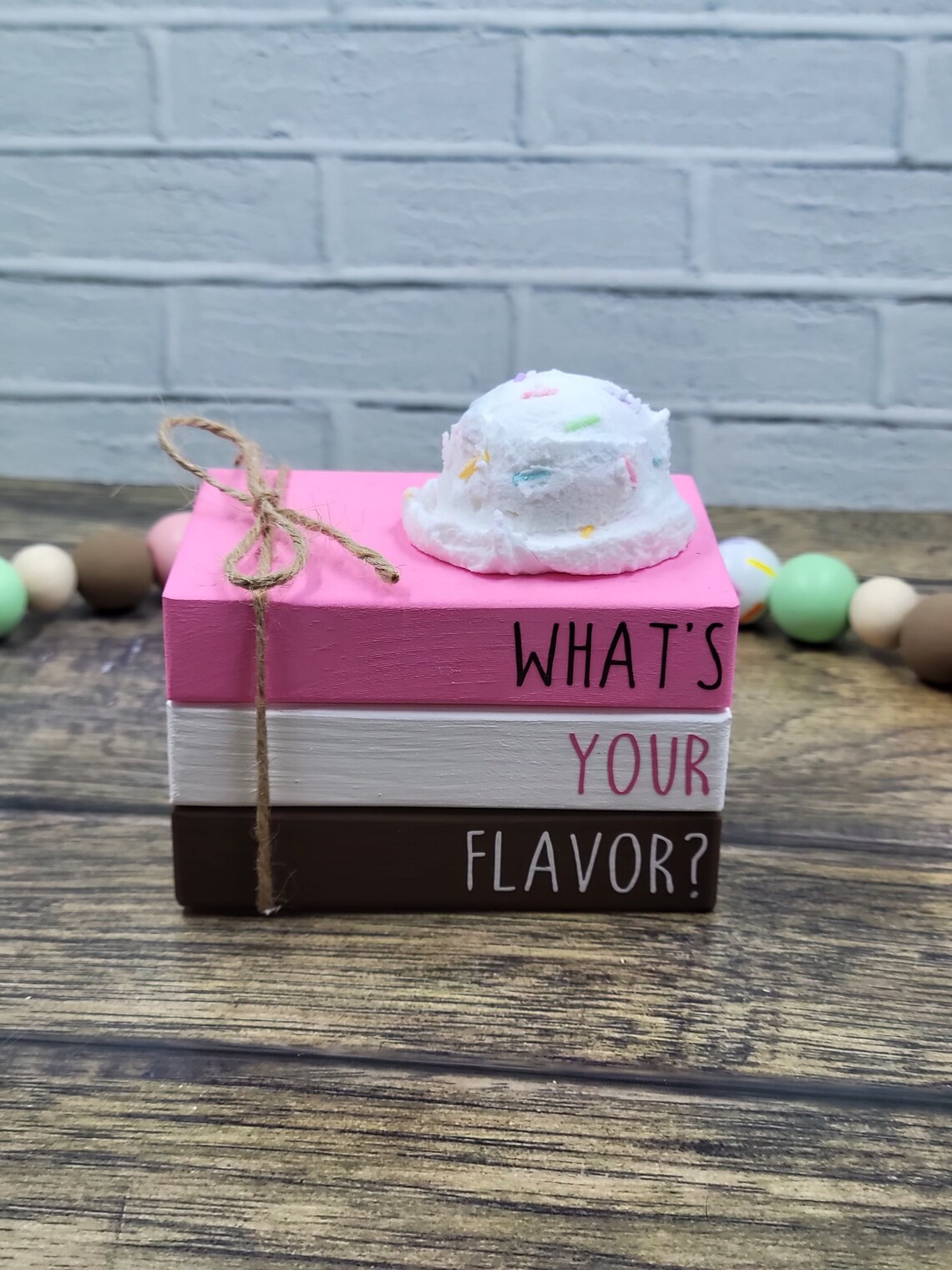 Ice Cream Mini Book Stack, Ice Cream Bar, Ice Cream Tray Decor, Summer ...