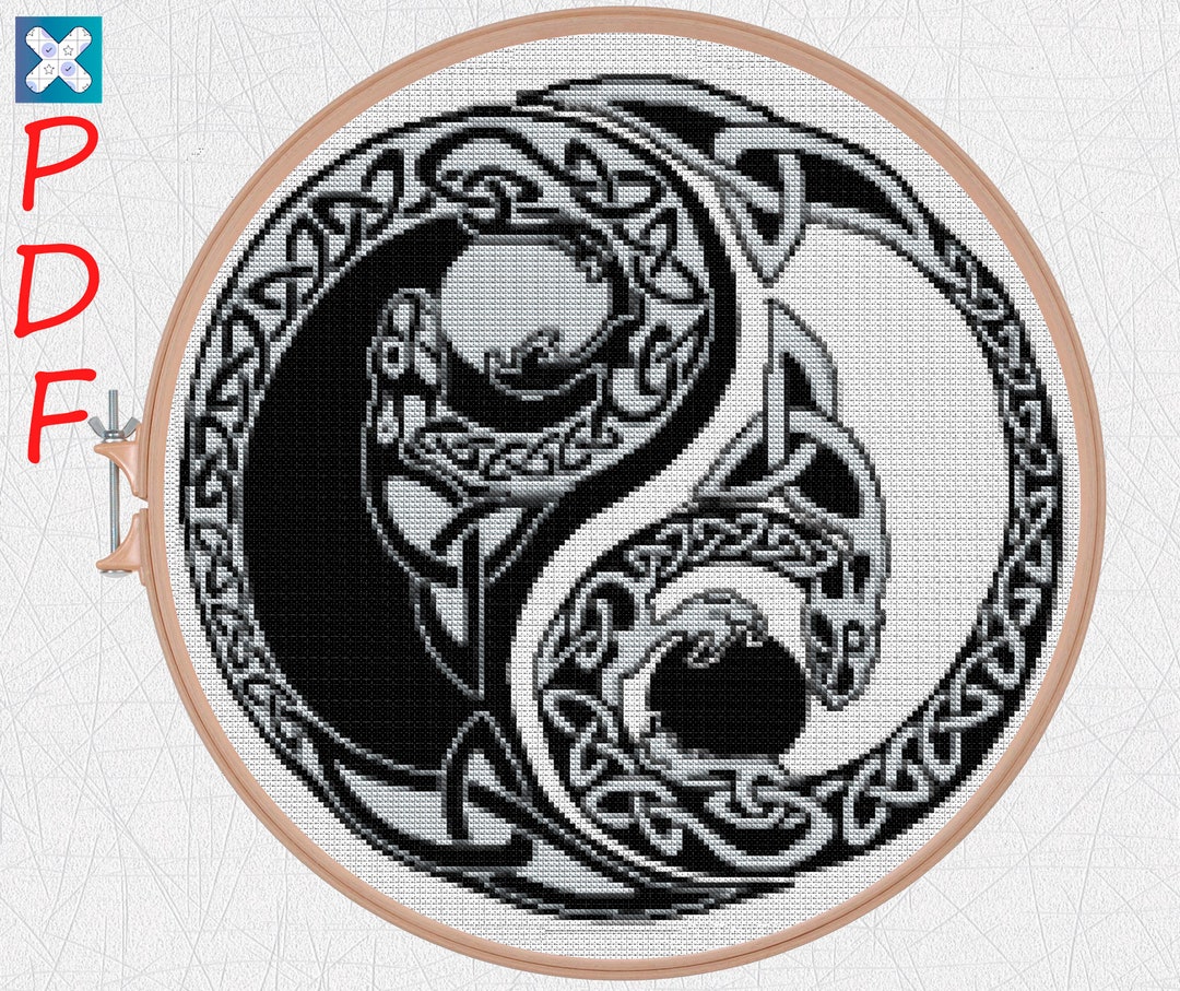 Yin and Yang Cross Stitch Pattern for Beginners Dragons Cross Stitch ...