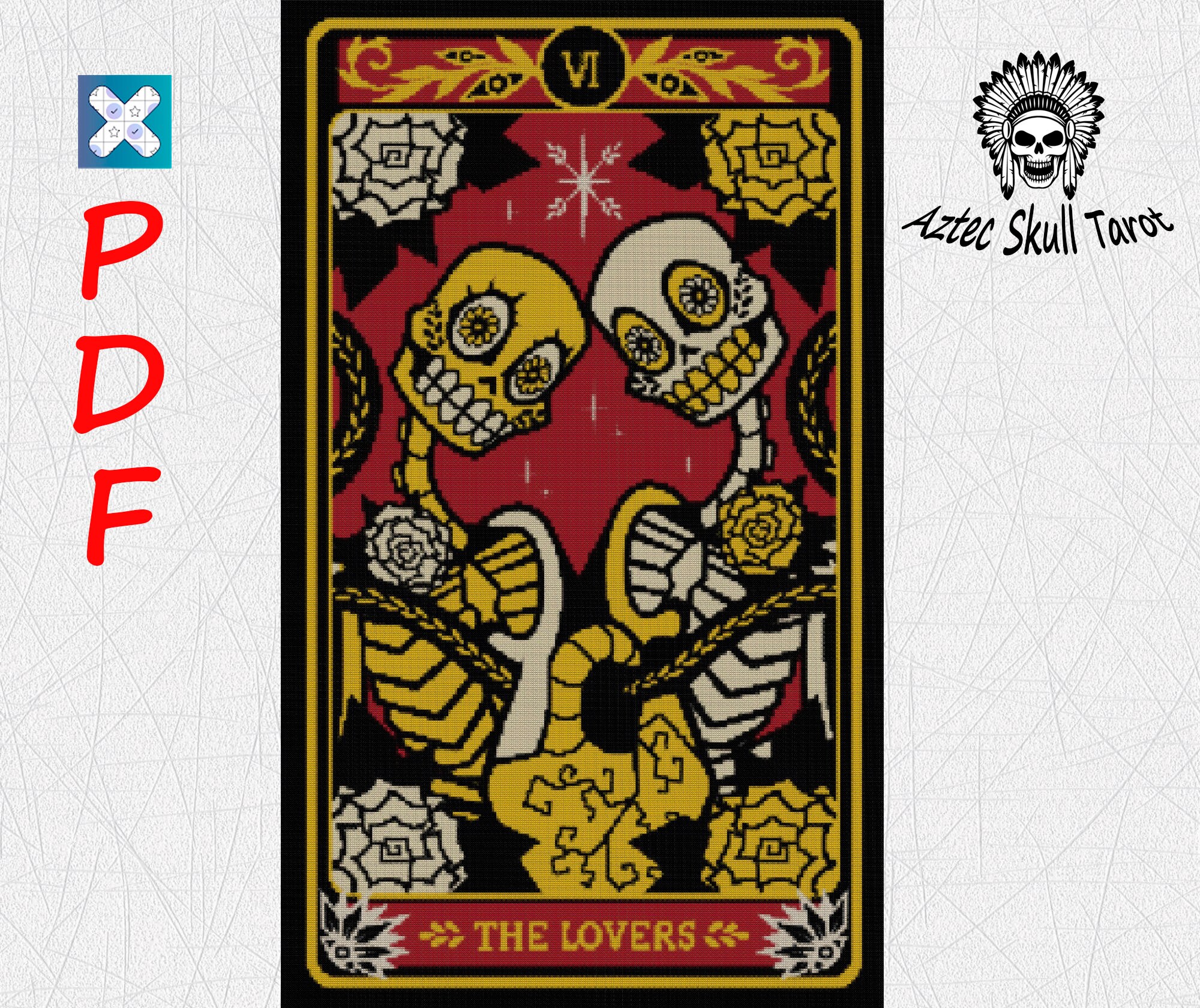 Tarot Cards Cross Stitch Pattern Aztec Tarot Cross Stitch PDF Black ...