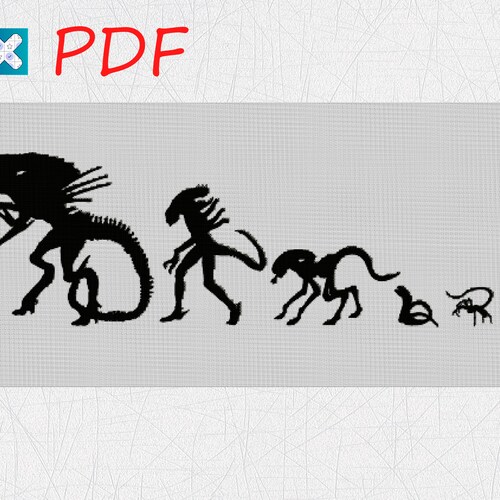PDF Neon Xenomorph Warrior Alien Cross-stitch Pattern - Etsy