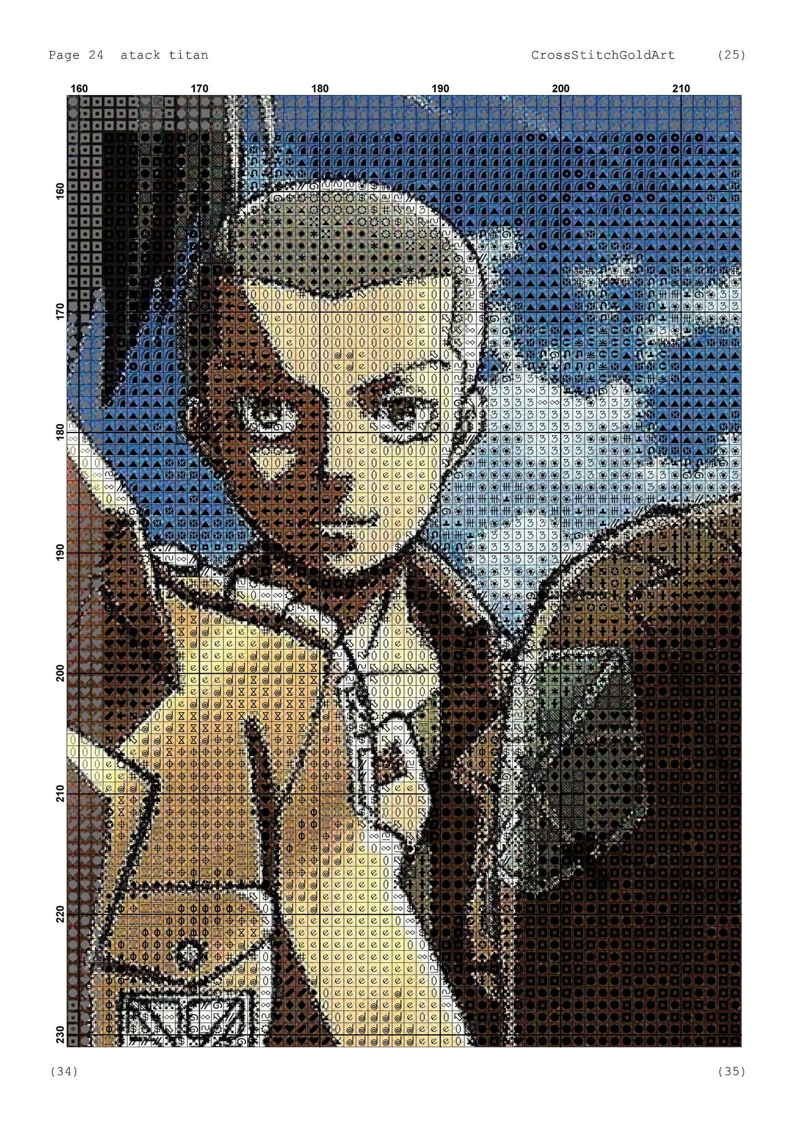 Anime Cross Stitch Pattern Atack Titan Anime Embroidery Pattern Japan ...