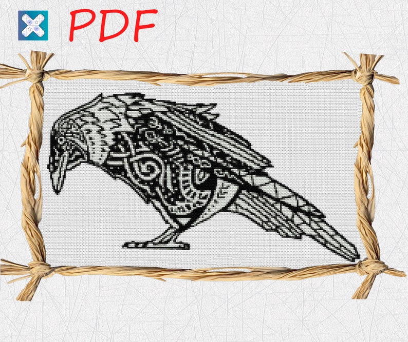 Crow Cross Stitch Pattern Viking Cross Stitch for Beginners - Etsy