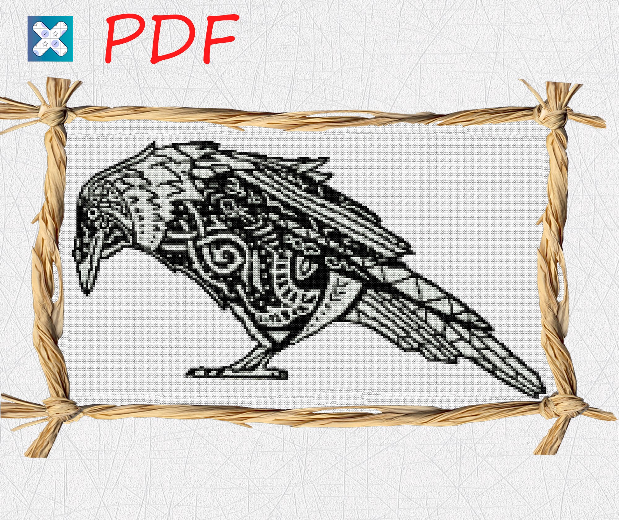 Crow Cross Stitch Pattern Viking Cross Stitch for Beginners - Etsy