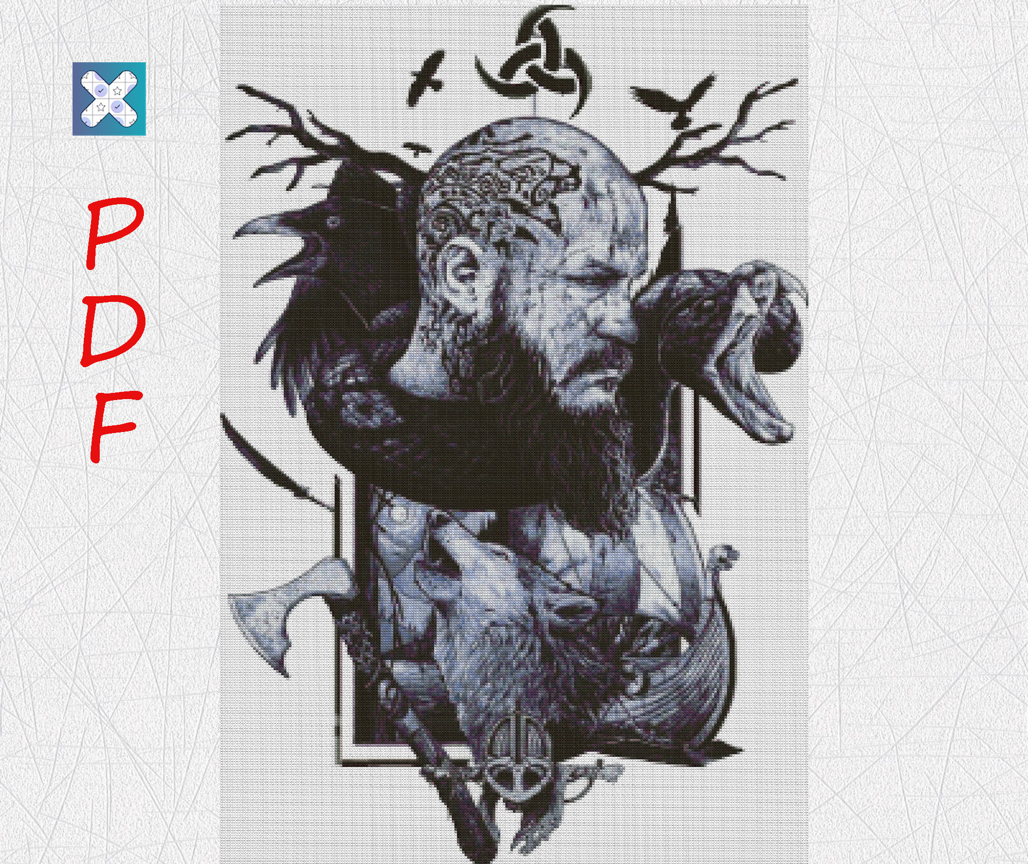 Viking Cross Stitch Pattern Celtic Vikings X-stitch Printable - Etsy