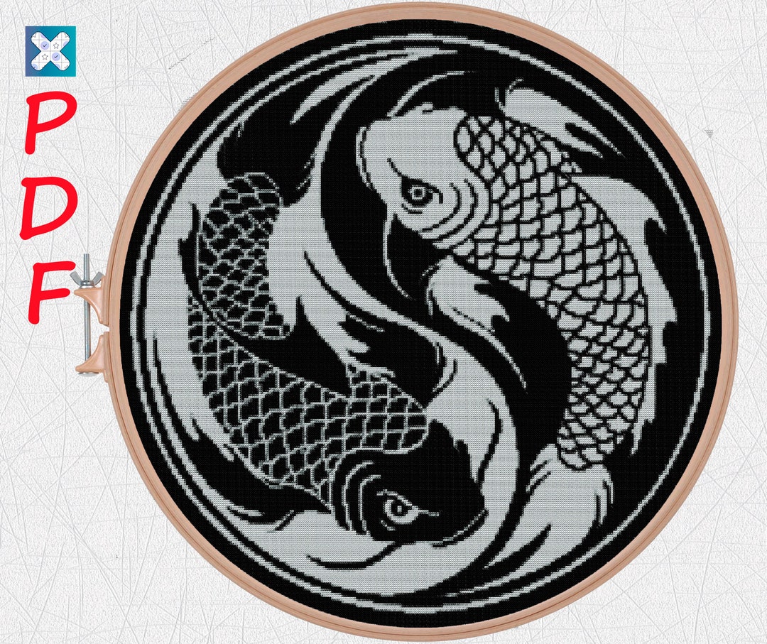 Yin and Yang Cross Stitch Pattern for Beginners Fish Cross Stitch PDF X ...