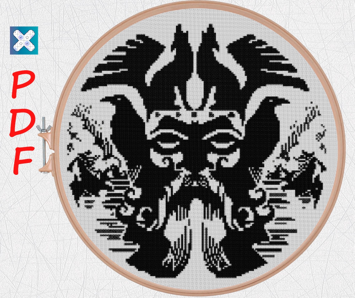 Viking Cross Stitch Pattern for Beginners Odin Cross Stitch - Etsy