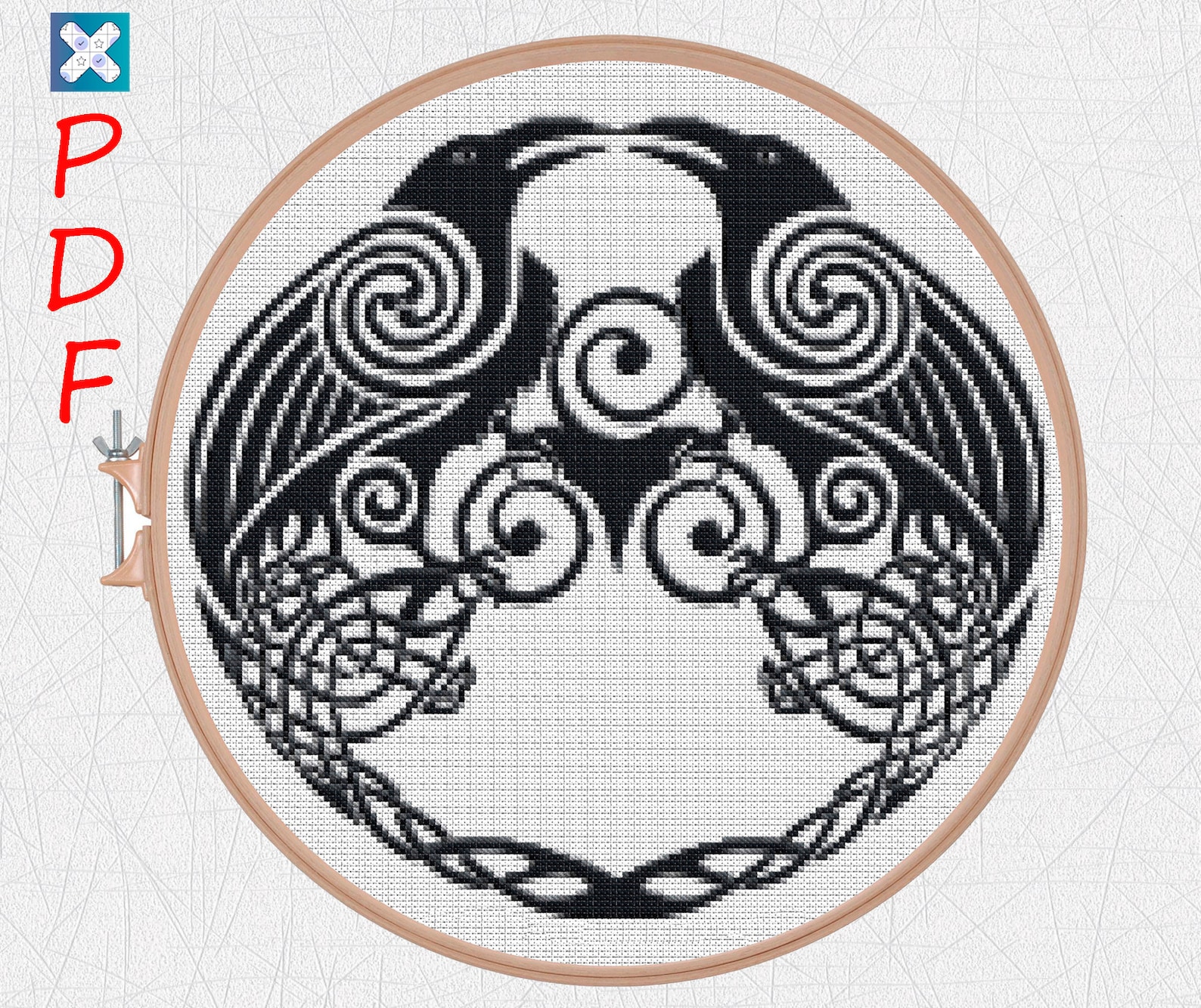 Crow Cross Stitch Pattern Viking Cross Stitch for Beginners - Etsy