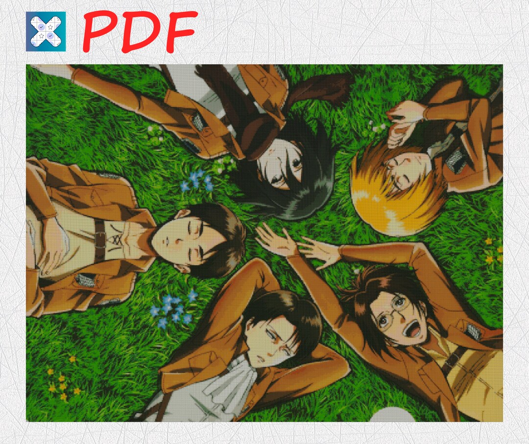 Anime Cross Stitch Pattern Atack Titan Anime Embroidery Pattern Japan ...