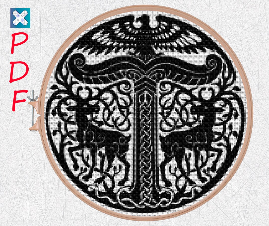 Viking Cross Stitch Pattern for Beginners Eagle Cross Stitch Pattern ...