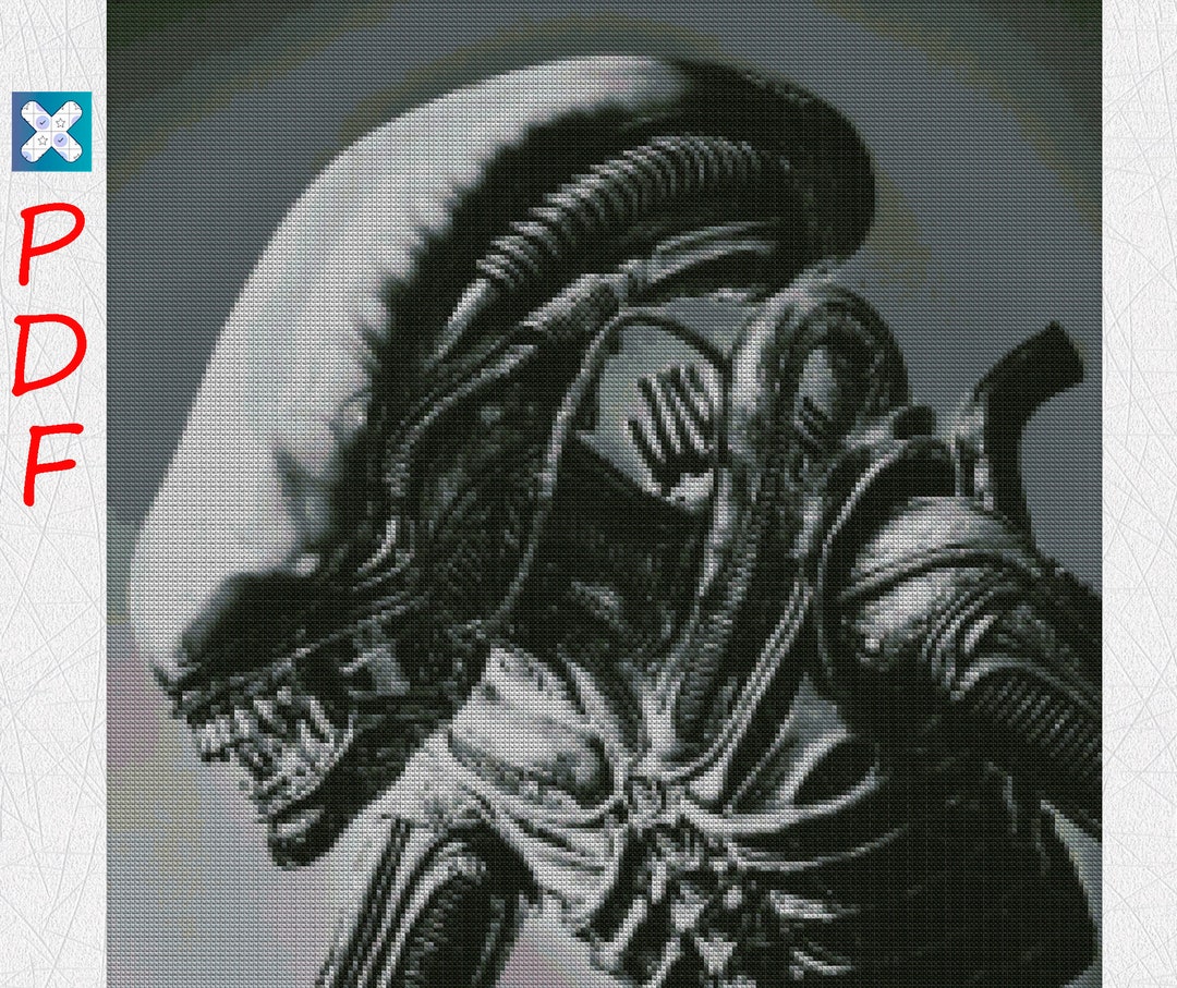 Alien Cross Stitch Pattern Xenomorph Alien Embroidery Aliens Scary ...