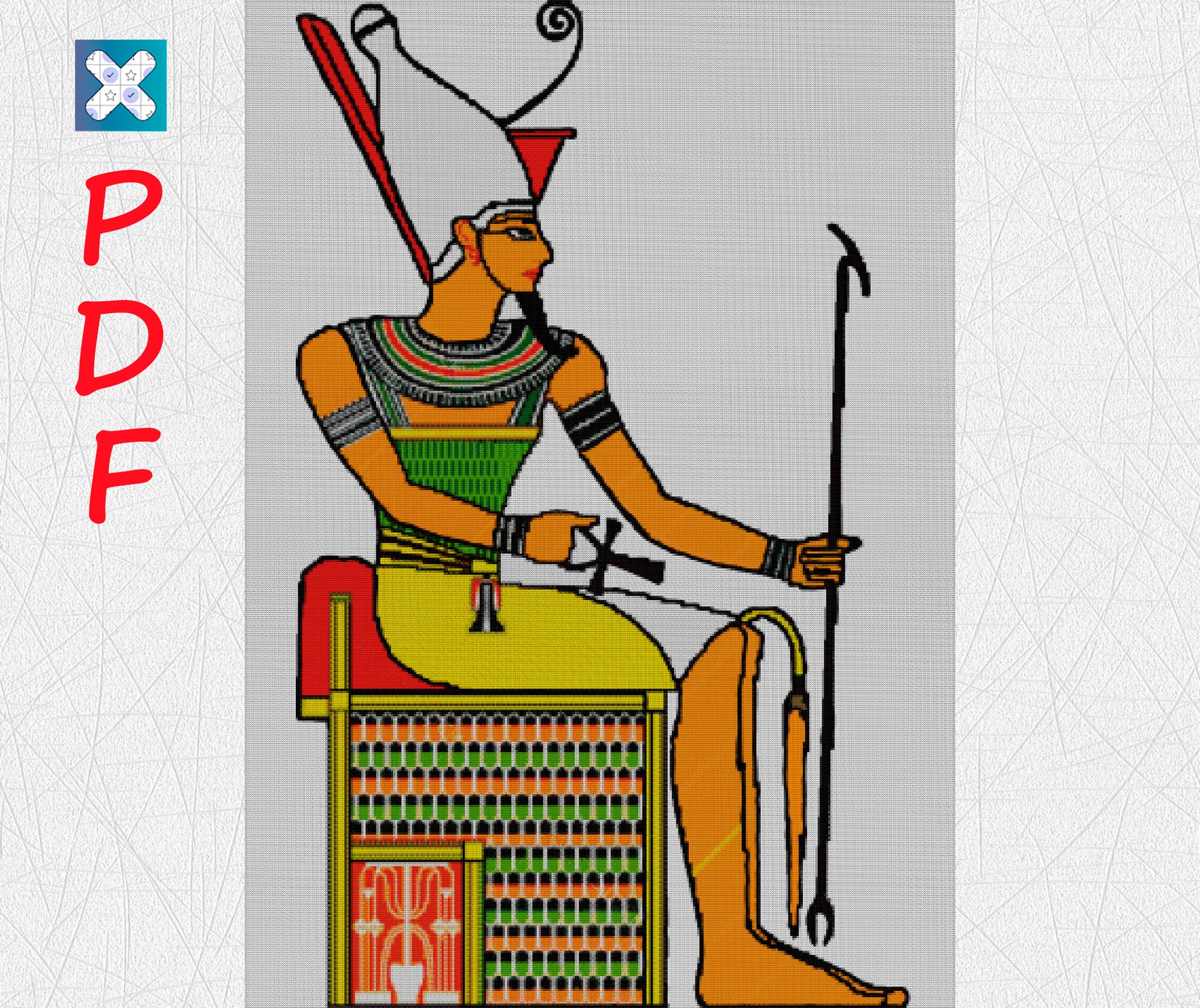 Pharaoh Cross Stitch Pattern Egyptian Cross Stitch Egyptian God ...