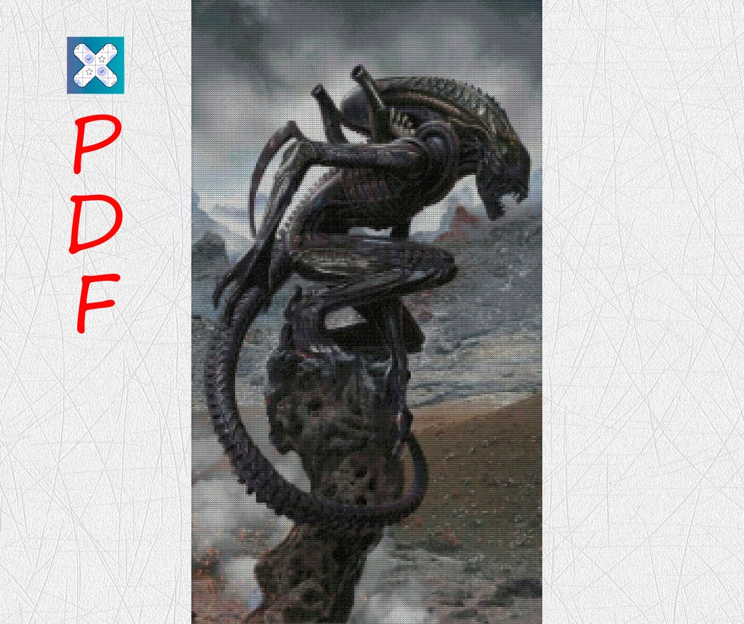 Alien Cross Stitch Pattern Xenomorph Alien Embroidery Aliens Scary ...
