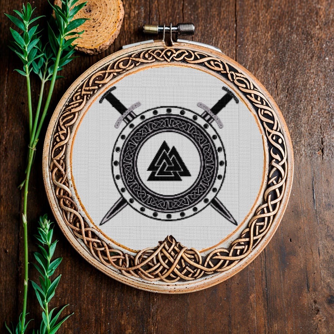 Norse Runes Cross Stitch Pattern: Beginner-friendly Viking Shield ...
